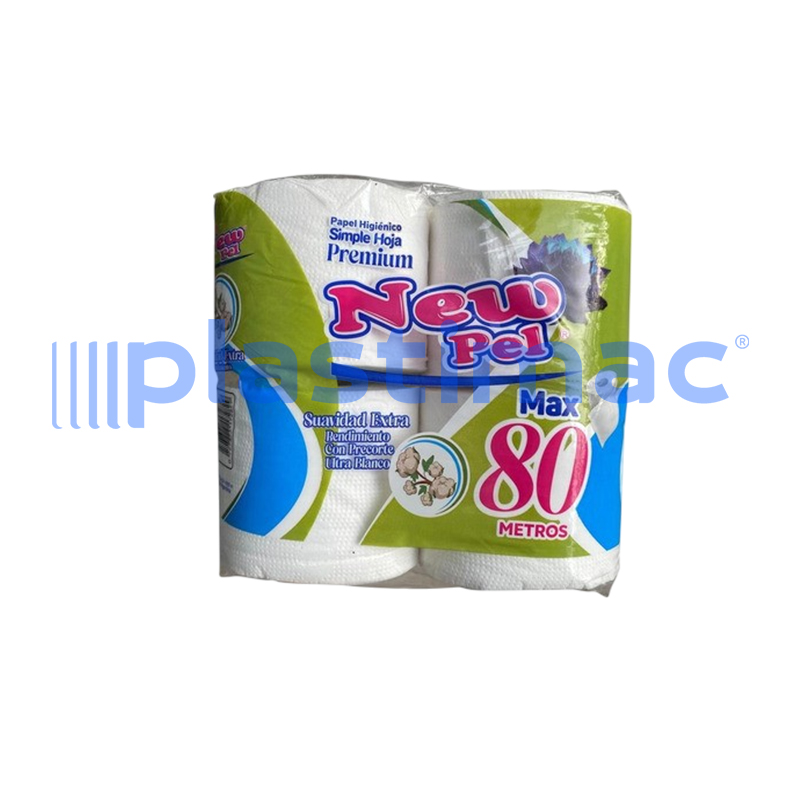 PAPEL HIGIENICO COD.24 NEW PEL 4UNID X 80 MTS X 10 PAQ. -Plastimac